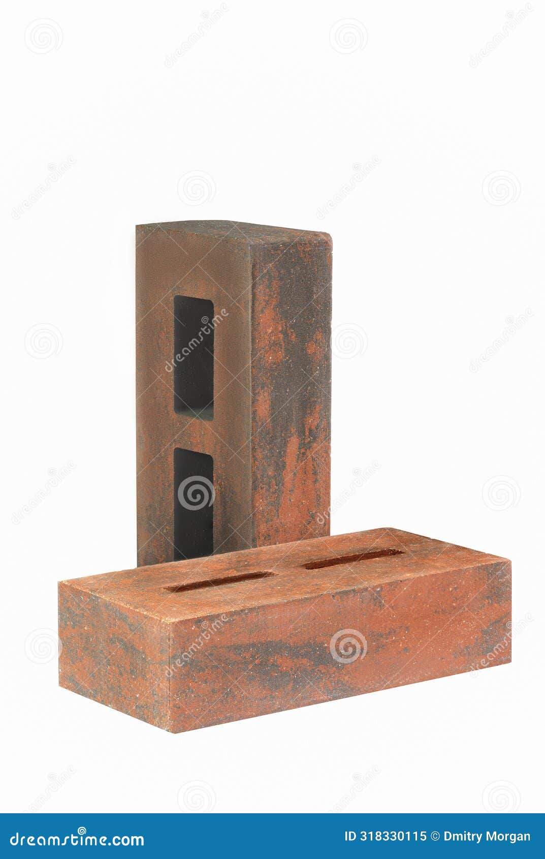 Construction Materials Ideas. Pair of Aged Dark Red Bricks with ...