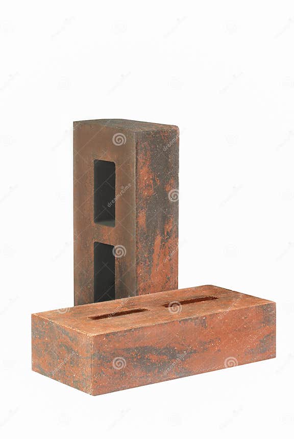 Construction Materials Ideas. Pair of Aged Dark Red Bricks with ...