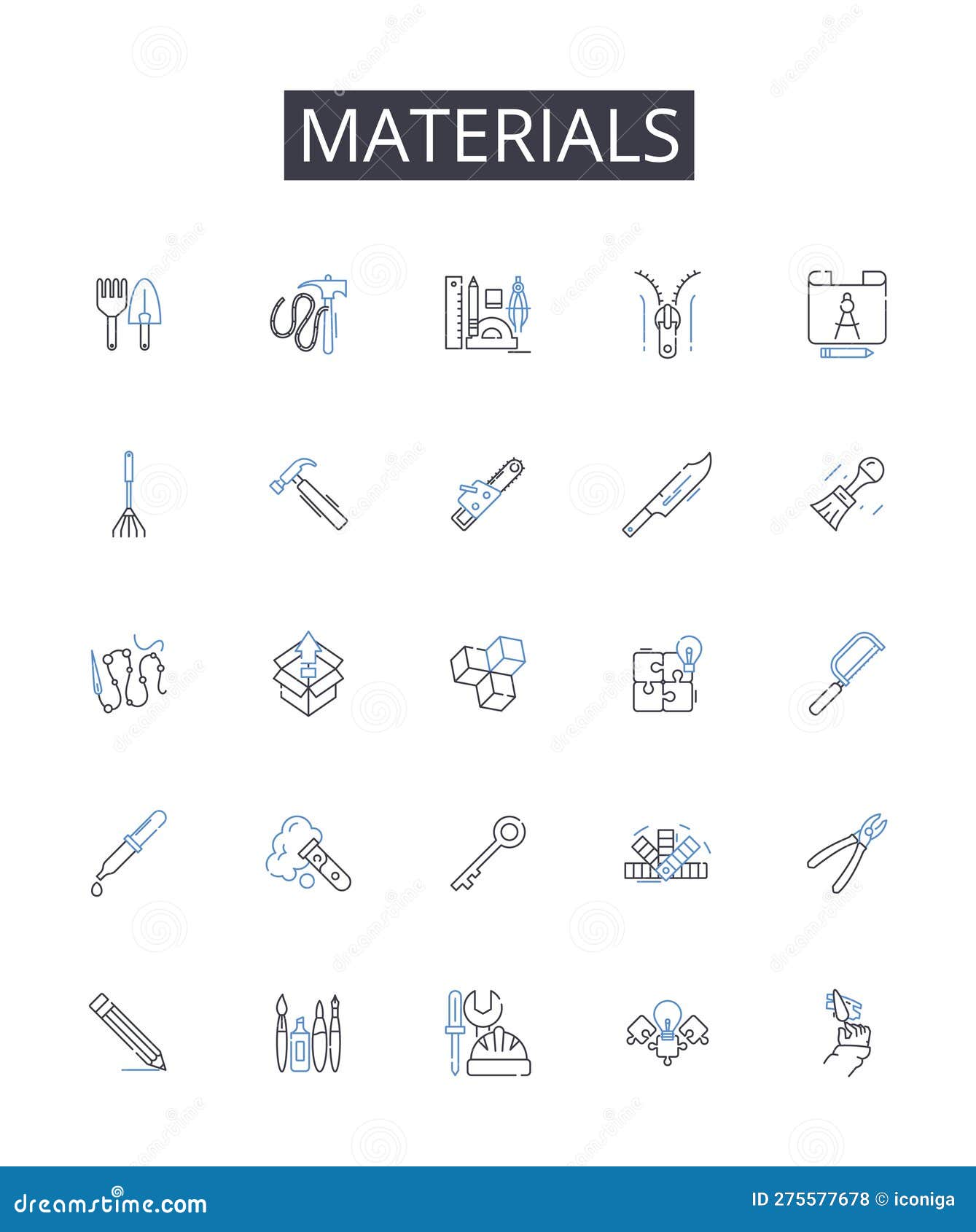 Materials Line Icons Collection. Comestibles, Ingredients, Elements ...