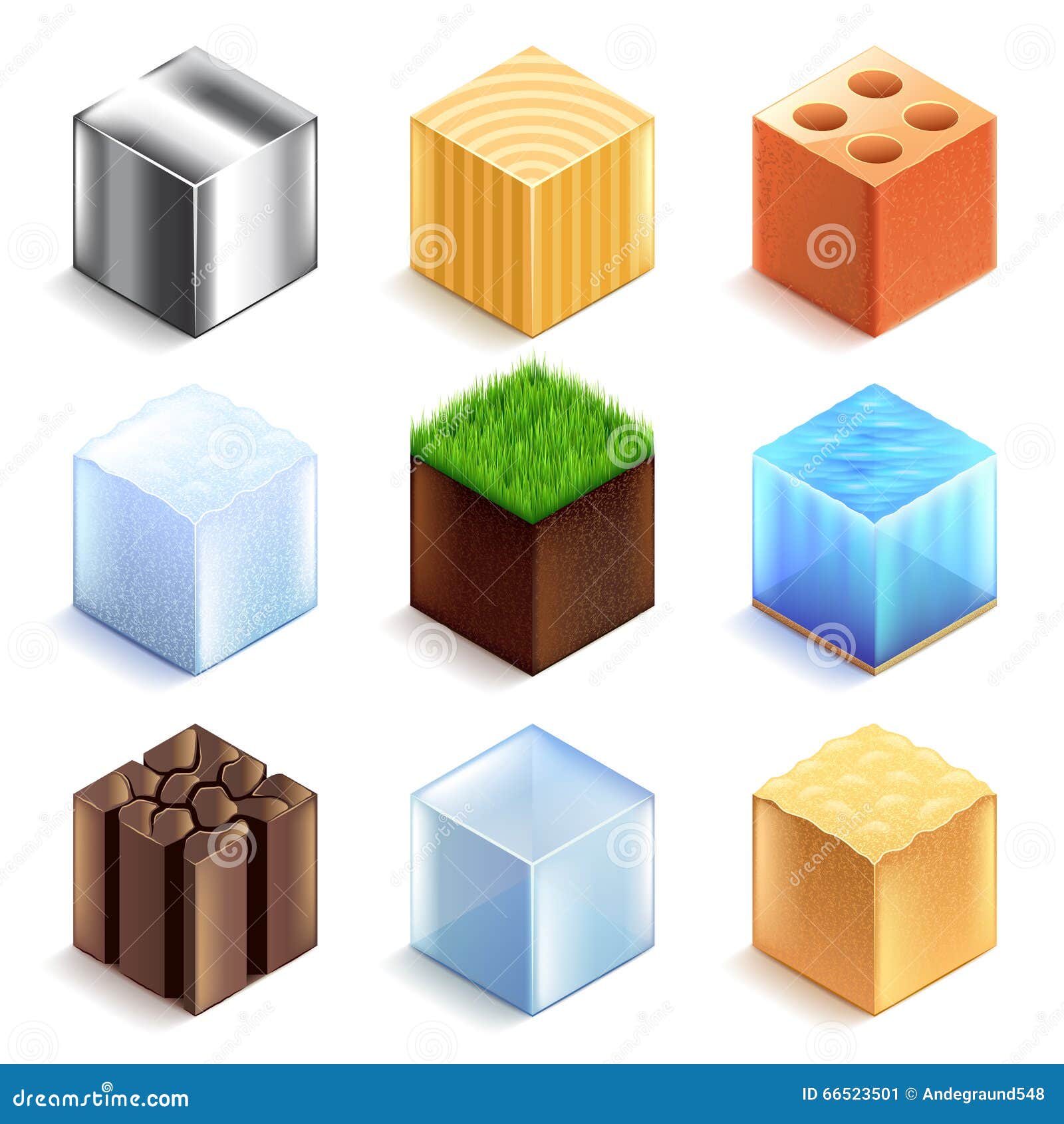 Materials and Textures Cubes Icons Vector Set Stock Vector ...