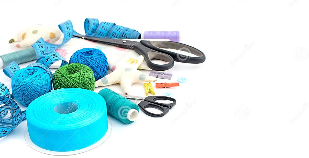 Materials and Tools for Needlework and Hobbies. Stock Image - Image of ...