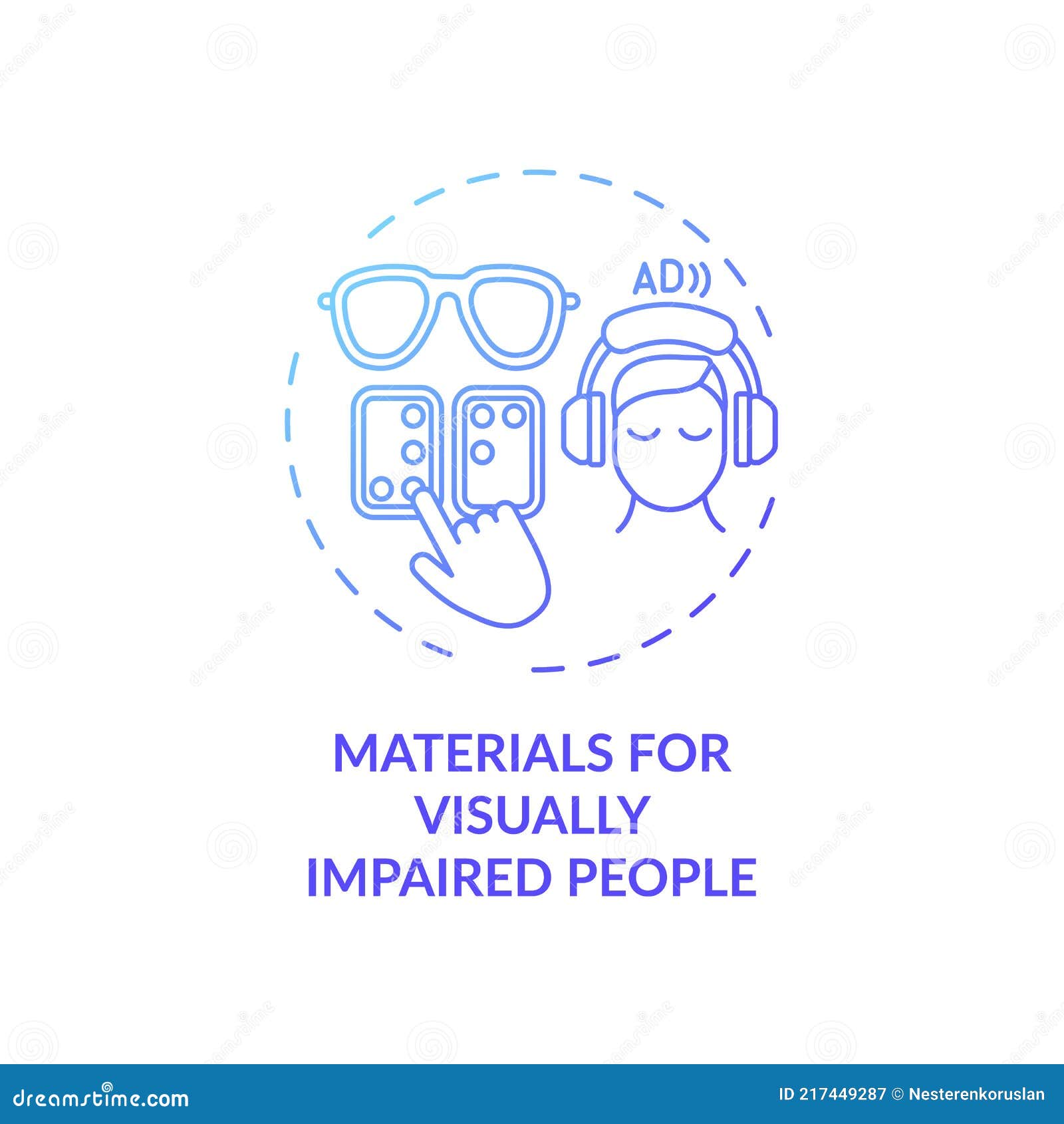 Materials for Visually Impaired People Concept Icon Stock Vector ...