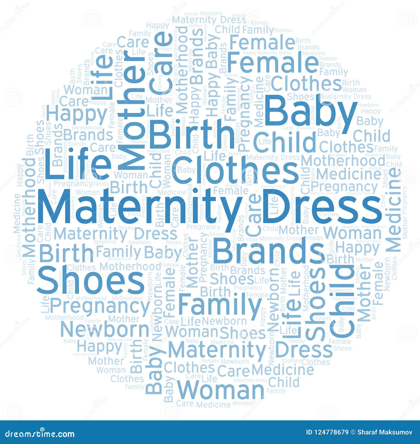 Maternity Dres in a Shape of Circle Word Cloud. Stock Illustration ...
