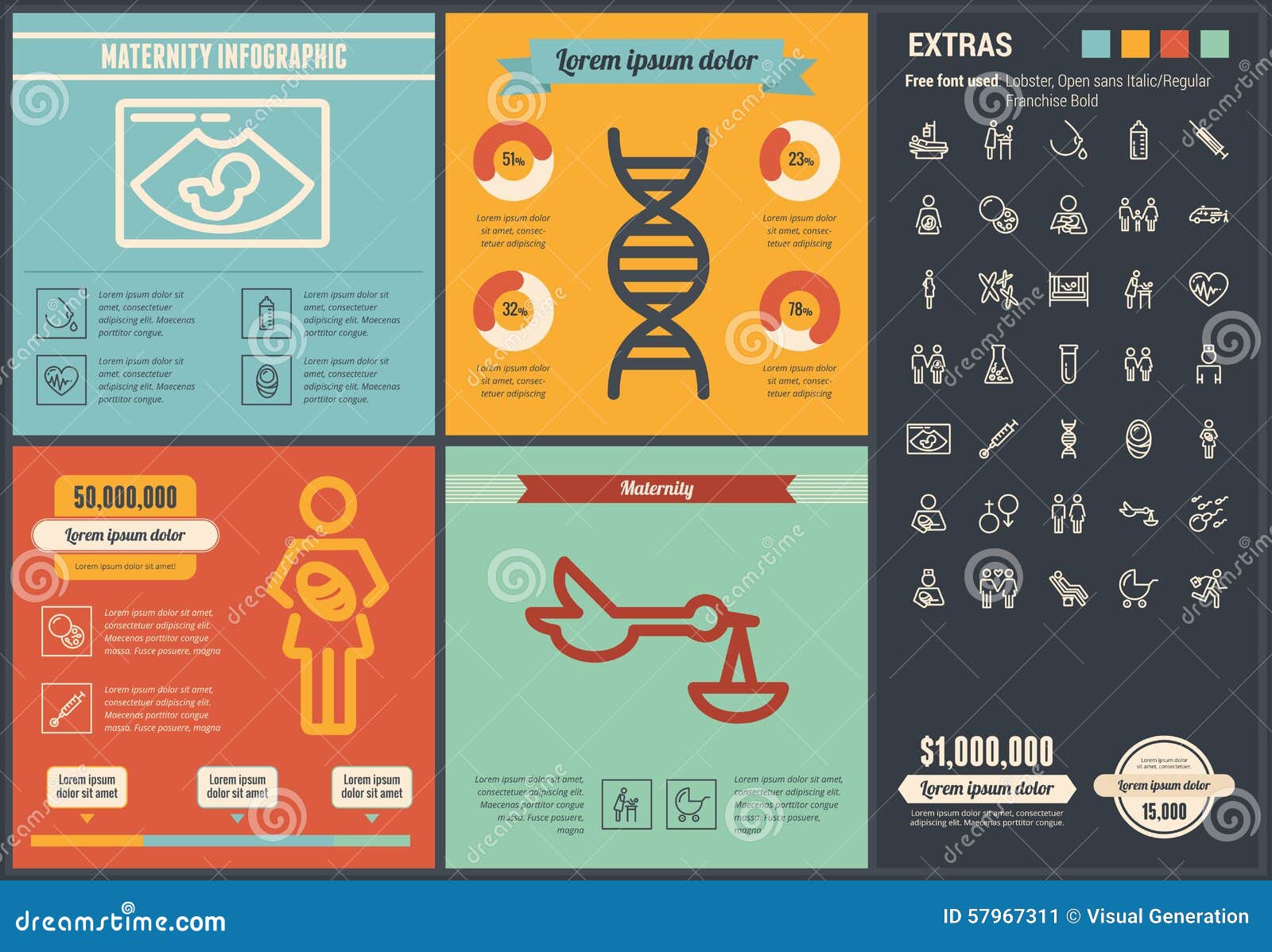 Maternity Flat Design Infographic Template Stock Vector - Illustration ...