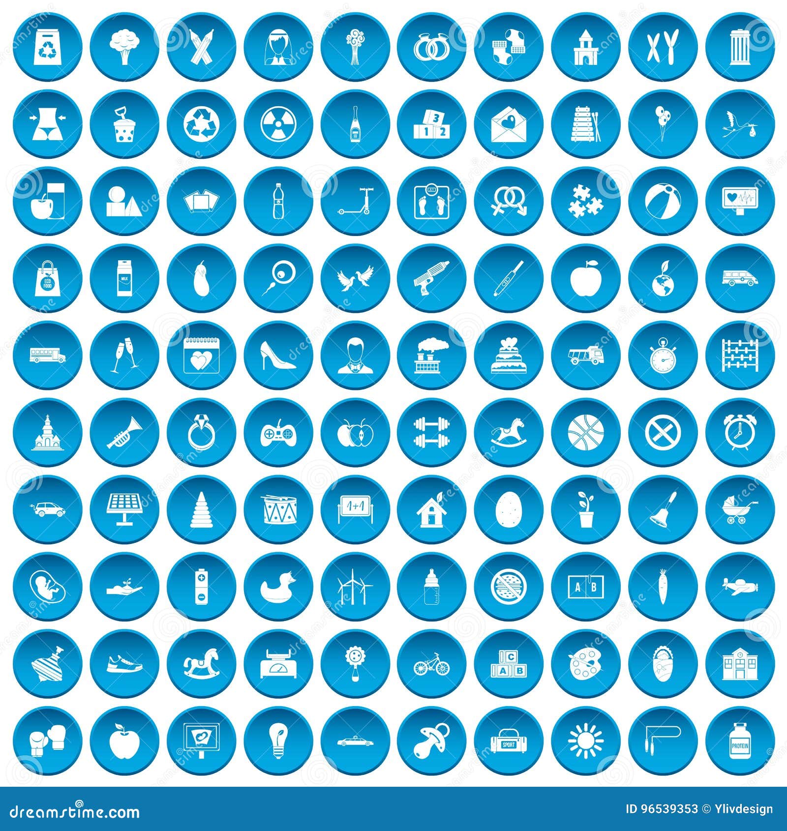 100 Maternity Leave Icons Set Blue Stock Vector - Illustration of ...