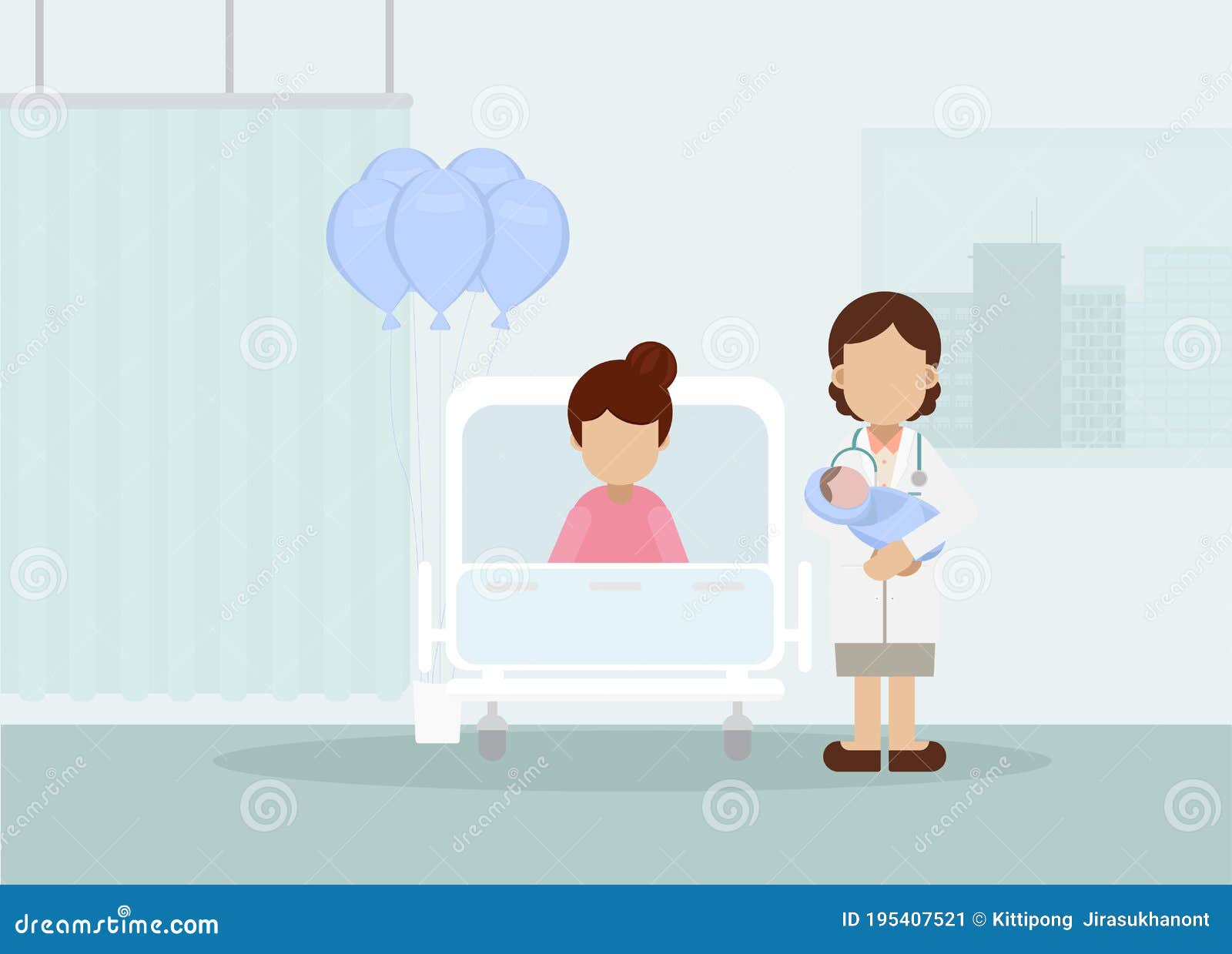 Maternity ward with doctor stock vector. Illustration of obstetrician ...