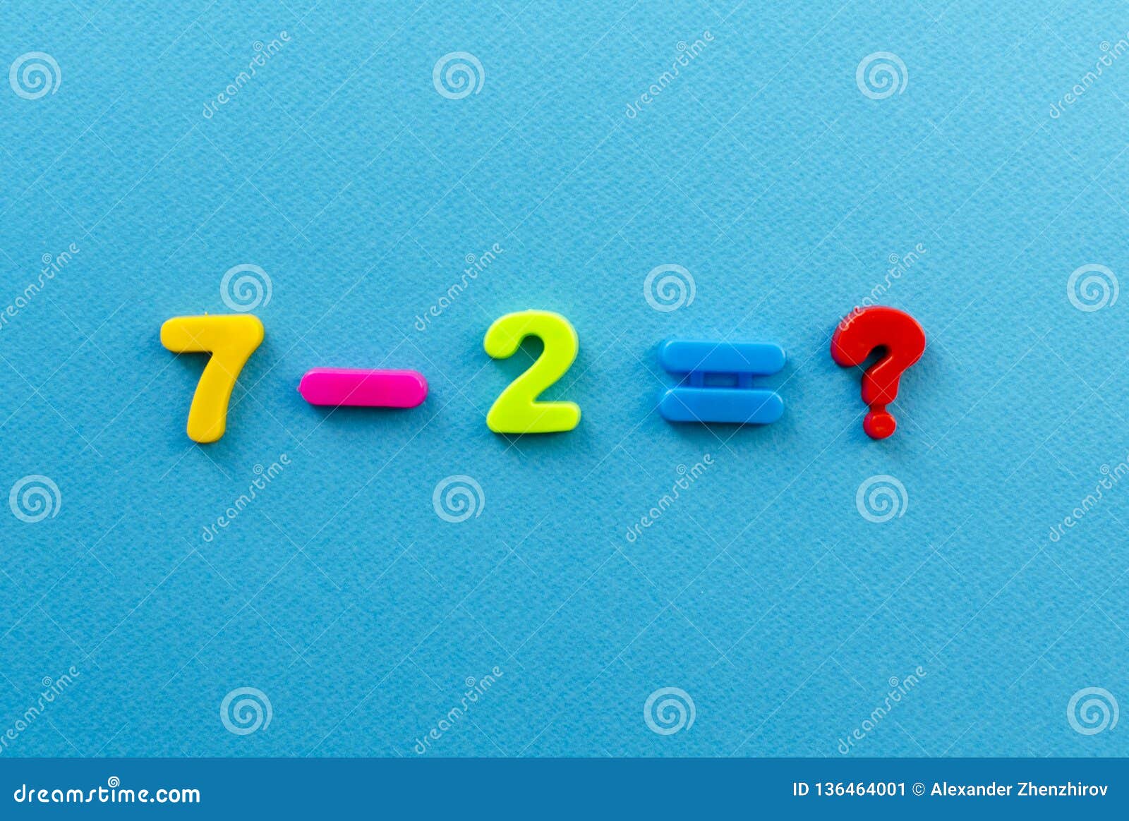 Math Action from Colored Plastic Numbers on Blue Paper Background Stock ...