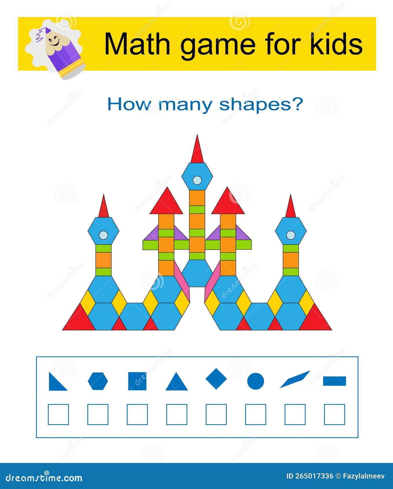 Math Game for Kids. Developing Numeracy Skills. How Many Geometric ...