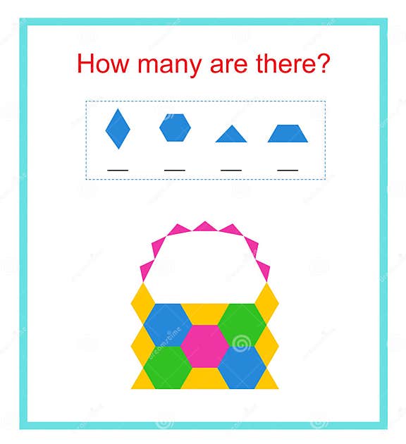 Math Activity for Children. How Many Geometric Shapes? Developing ...