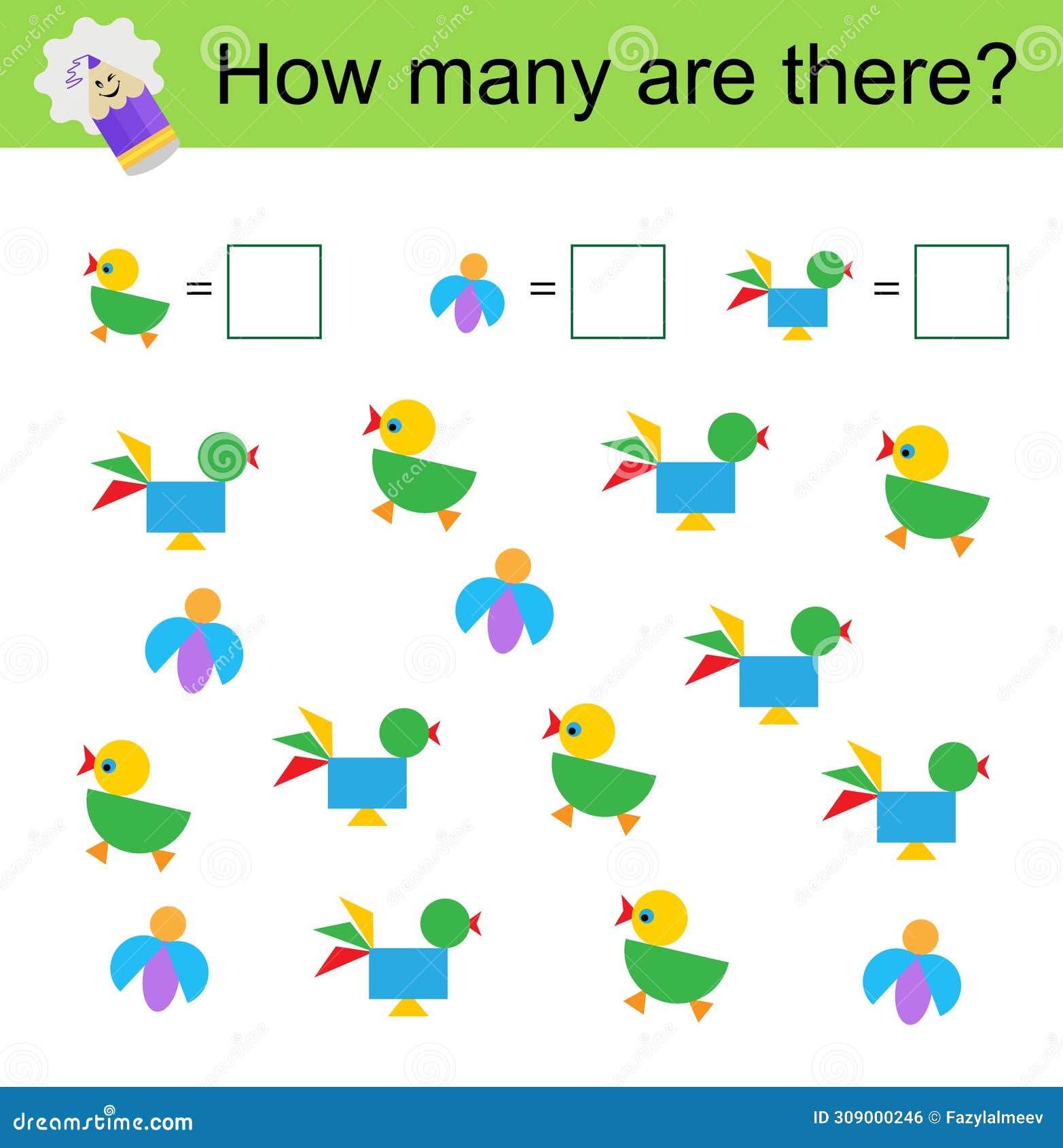 Math Activity for Kids. Cartoon Bird Stock Vector - Illustration of ...