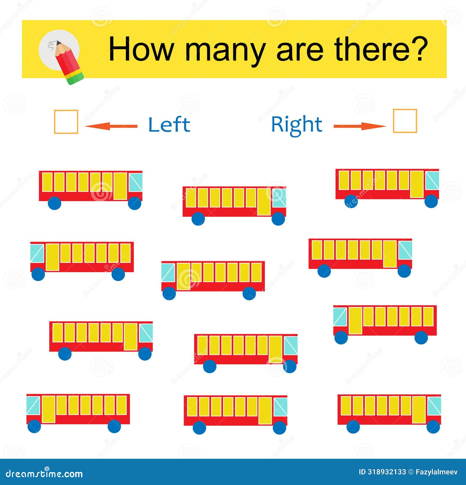 Math Activity for Kids. Cartoon Bus Stock Vector - Illustration of ...