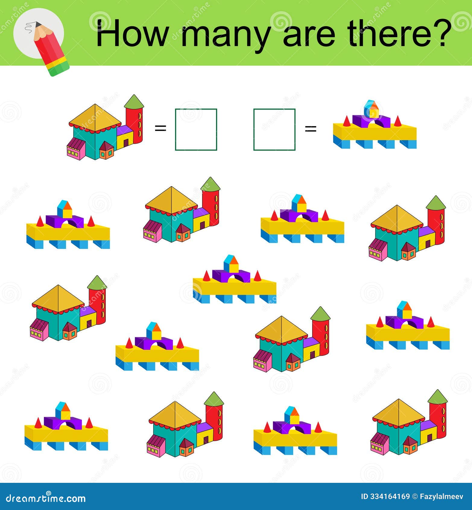Math Activity for Kids. Cartoon House. Stock Illustration ...