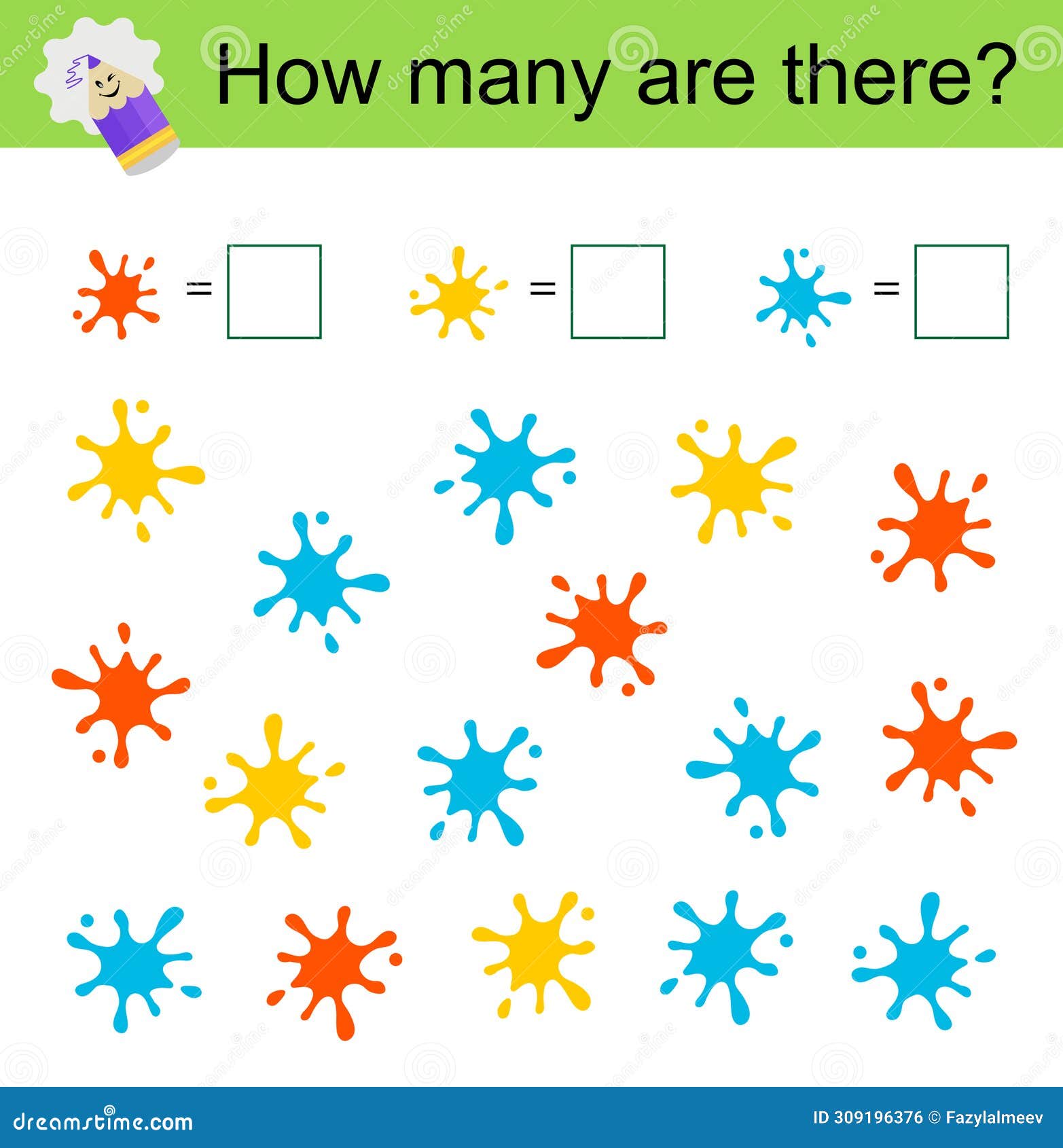 Math Activity for Kids. Cartoon Ink Blot Stock Vector - Illustration of ...