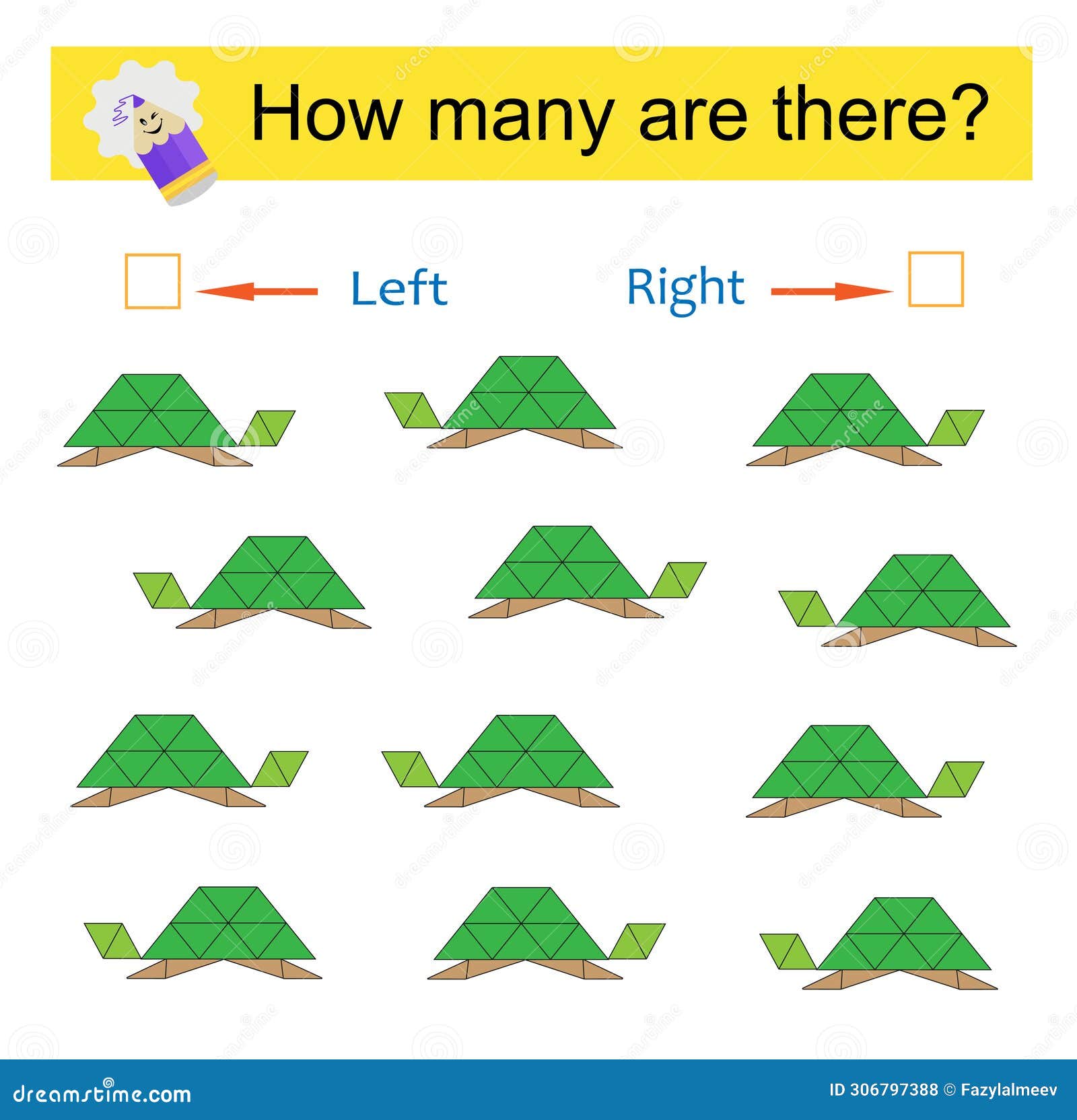 Math Activity for Kids. Cartoon Turtle Stock Vector - Illustration of ...