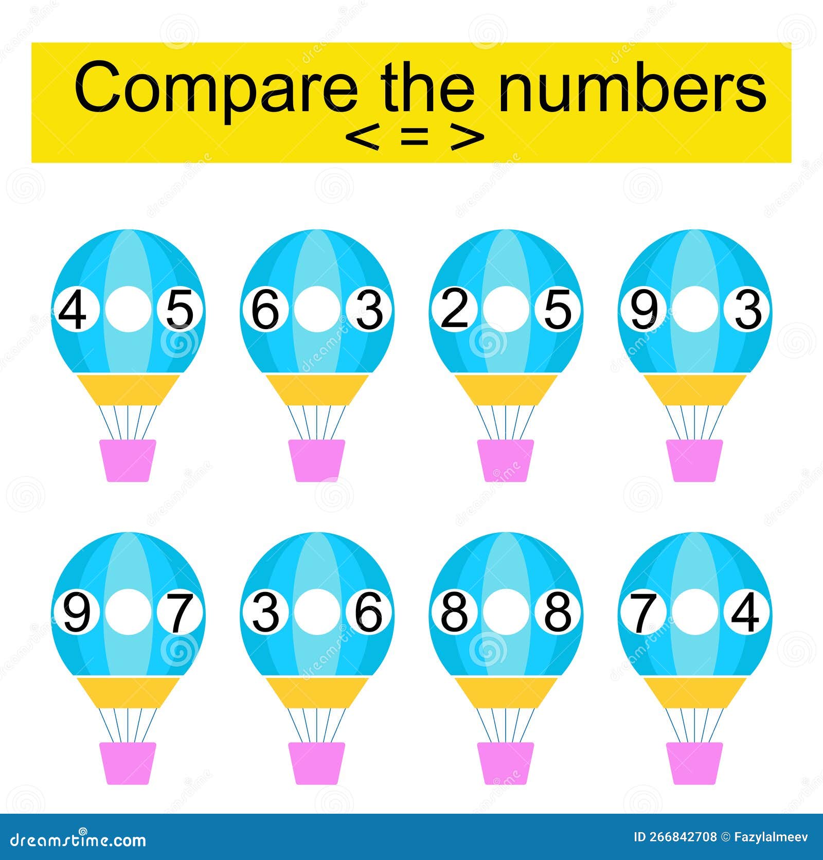 Math Activity for Children. Compare the Numbers. Number Range Up To 10 ...