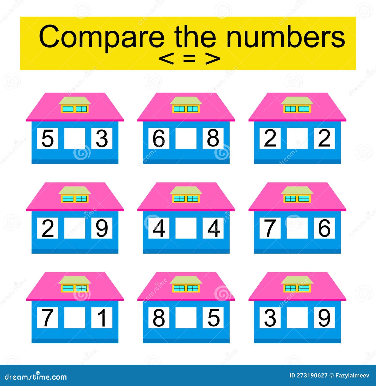 Math Activity for Children. Compare the Numbers. Number Range Up To 10 ...