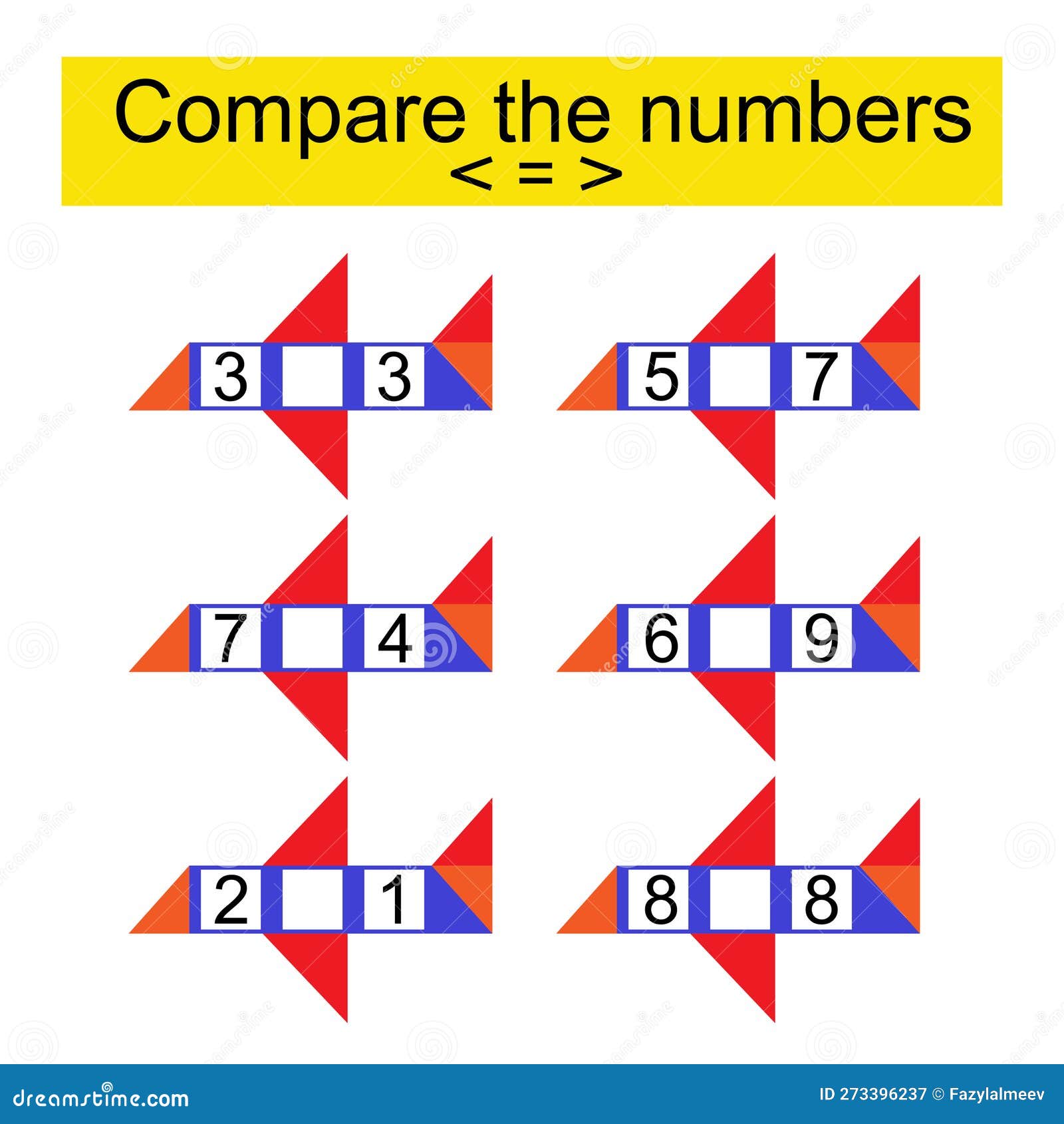 Math Activity for Kids. Compare the Numbers. Number Range Up To 10 ...