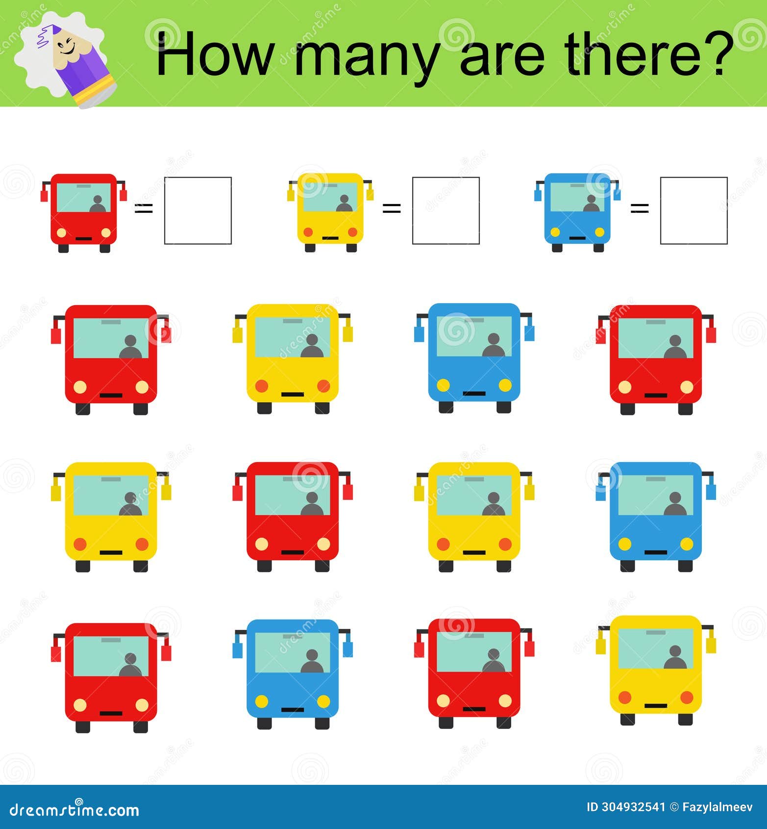 Math Activity for Kids. Cartoon Bus. Stock Vector - Illustration of ...