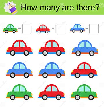 Math Activity for Kids. Cartoon Car. Stock Vector - Illustration of ...