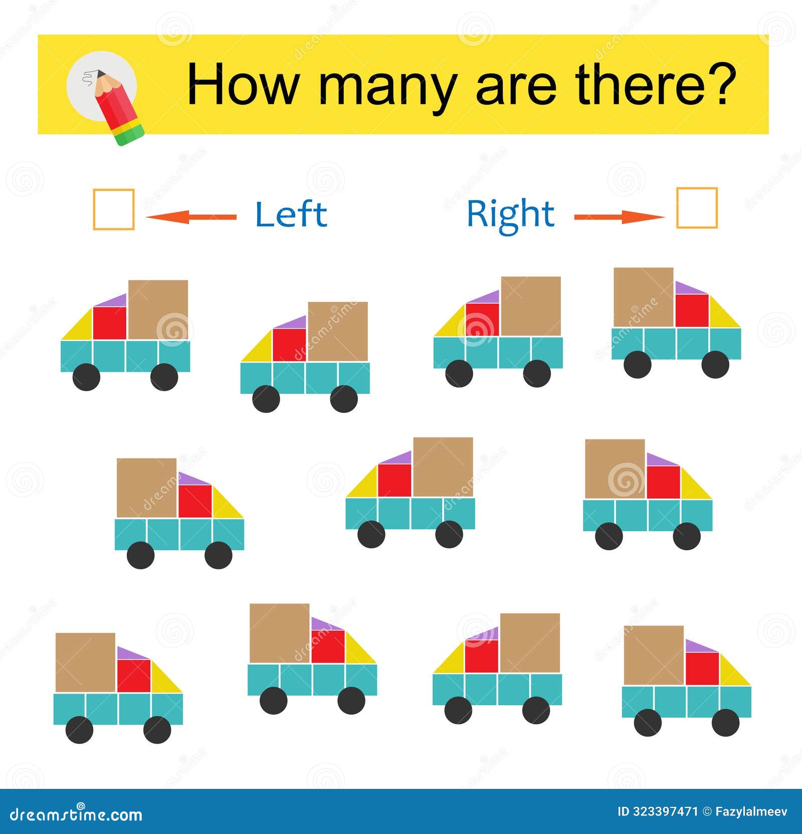Math Activity for Kids. Cartoon Car Stock Vector - Illustration of ...