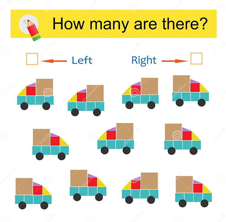 Math Activity for Kids. Cartoon Car Stock Vector - Illustration of ...