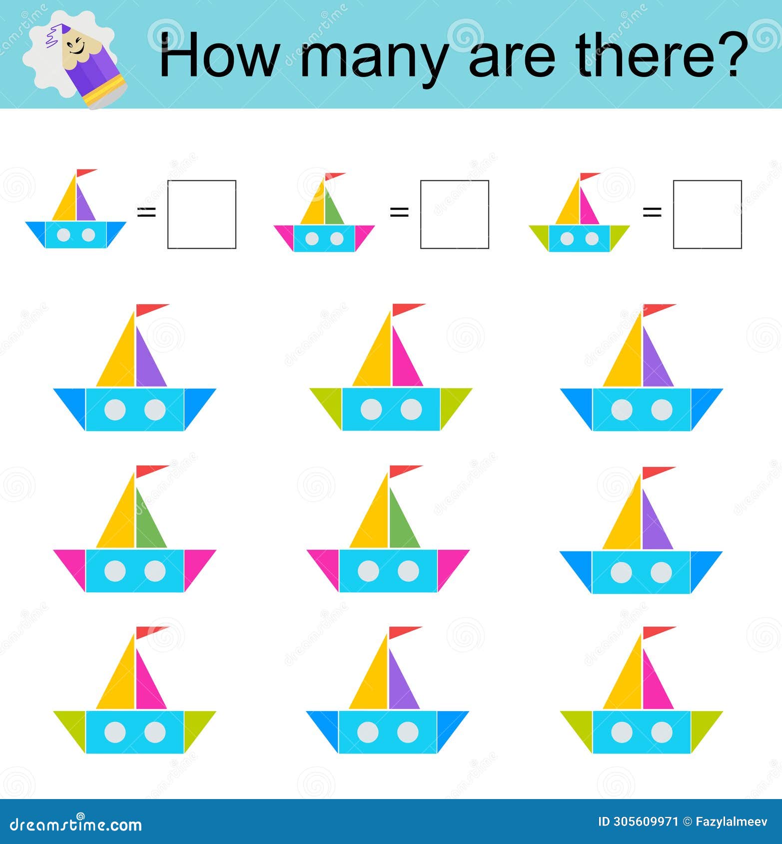 Math Activity for Kids. Developing Numeracy Skills Stock Vector ...