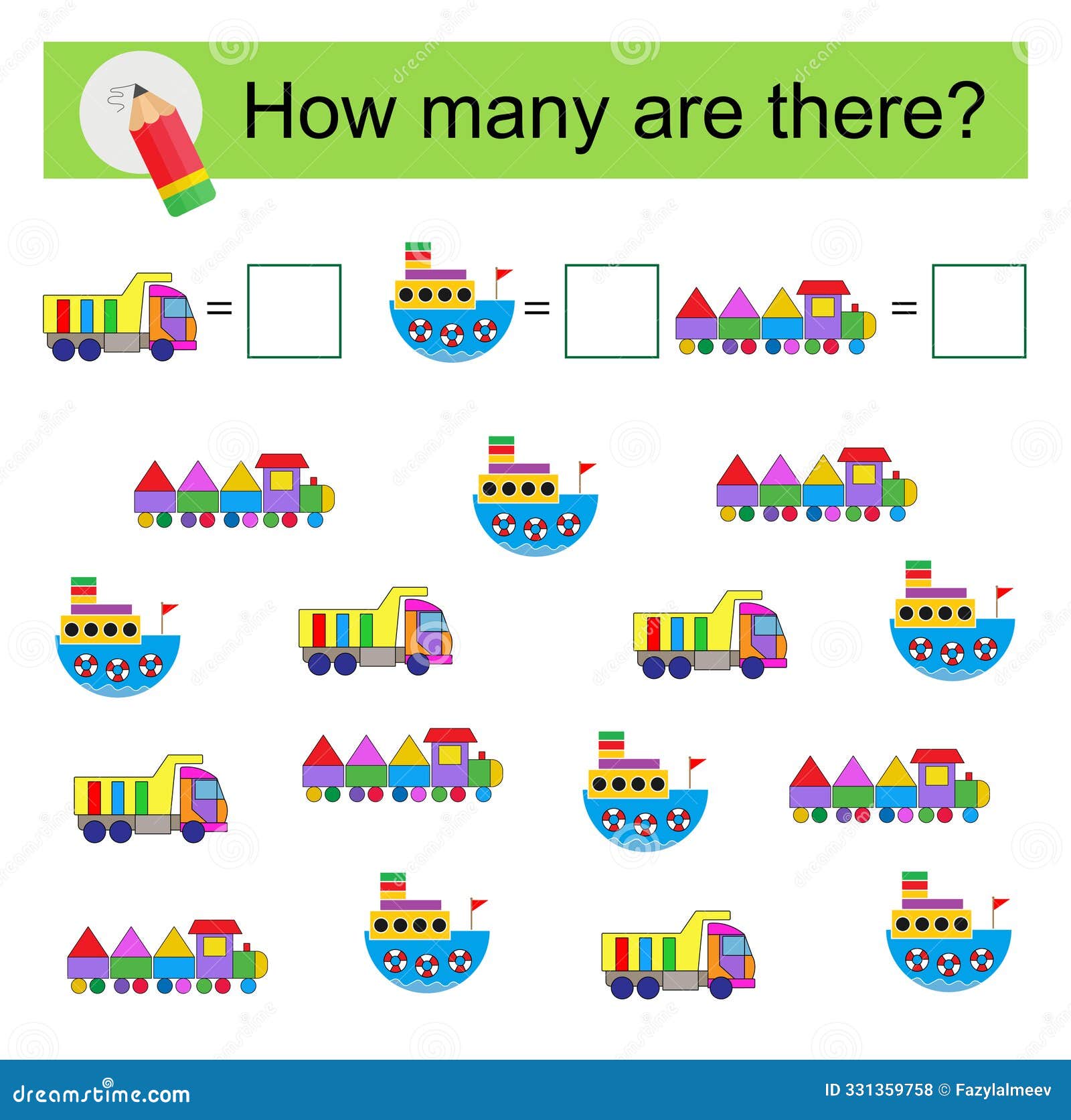 Math Activity for Kids. Developing Numeracy Skills Stock Illustration ...