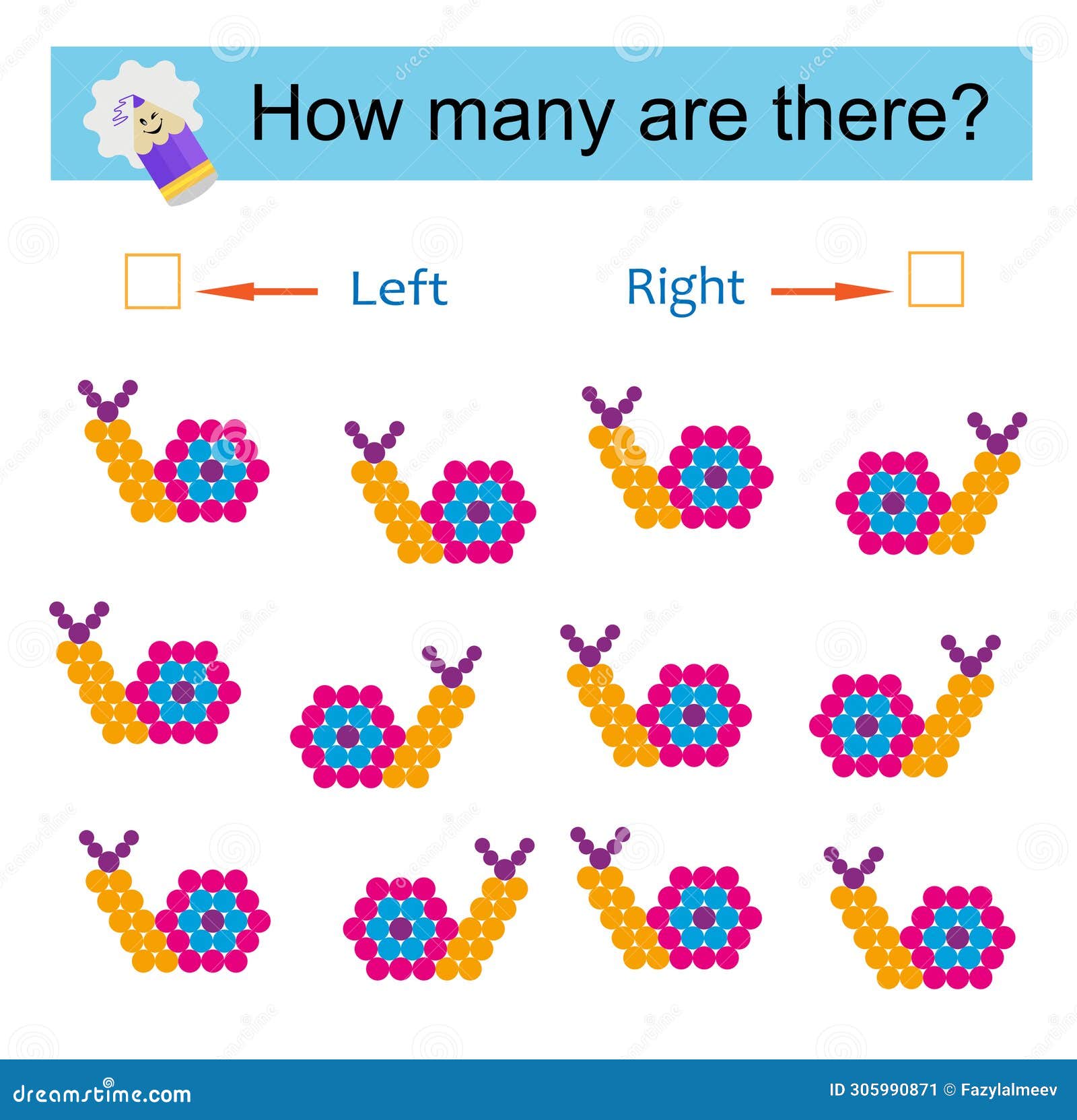 Math Activity for Kids. Cartoon Snail Stock Illustration - Illustration ...