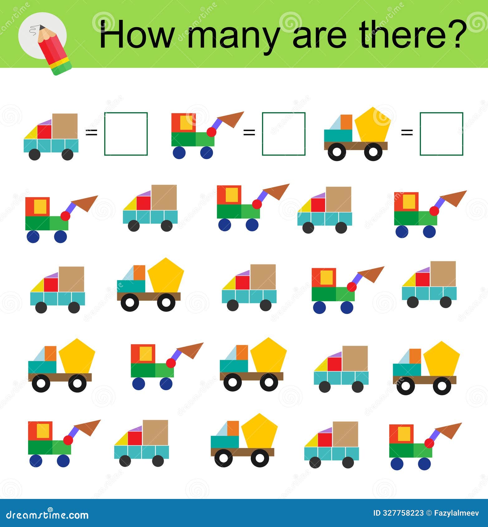 Math Activity for Kids. Cartoon Transport Stock Illustration ...