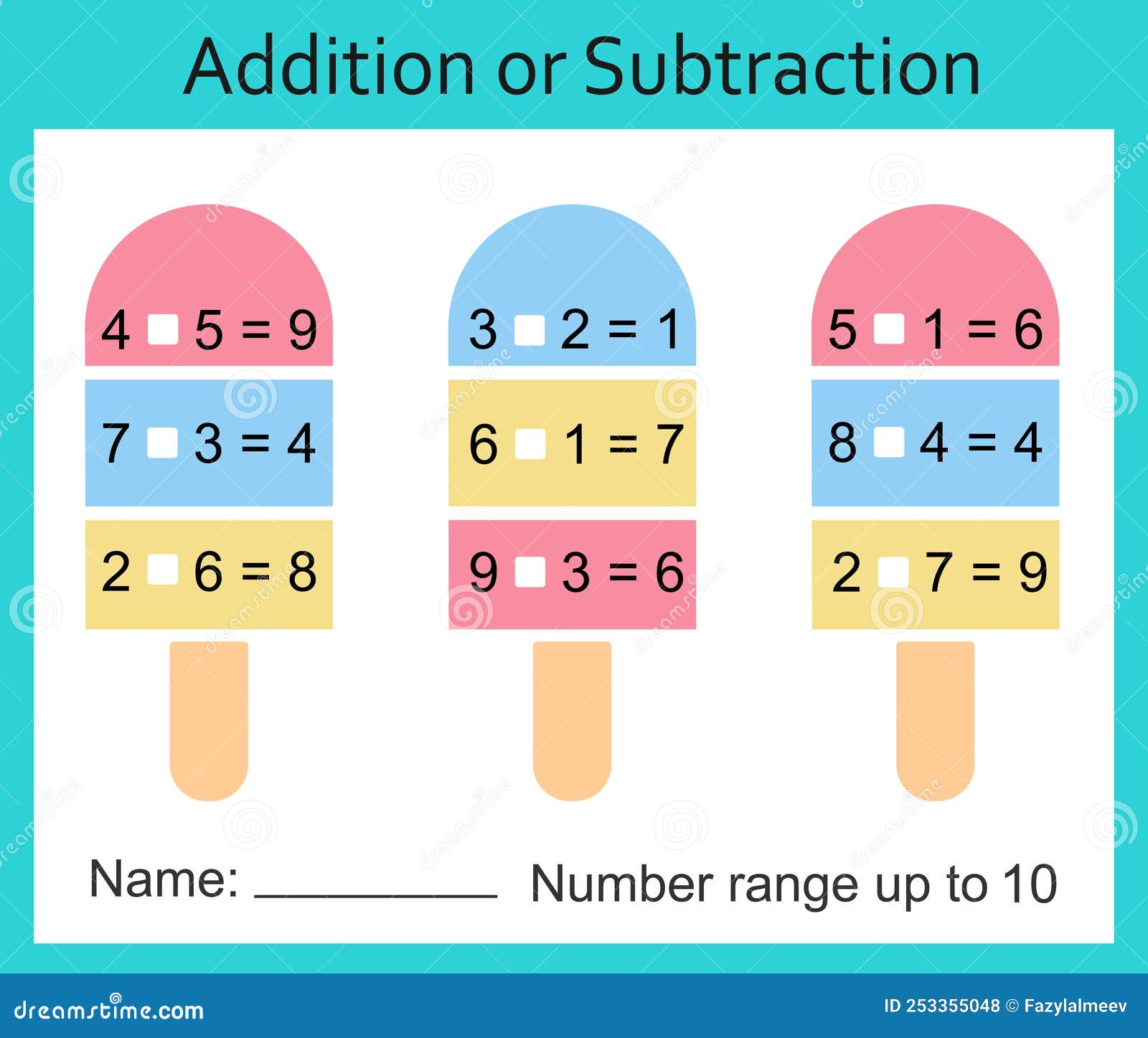 Math Game. Number Range Up To 10. Developing Numeracy Skills. Stock ...