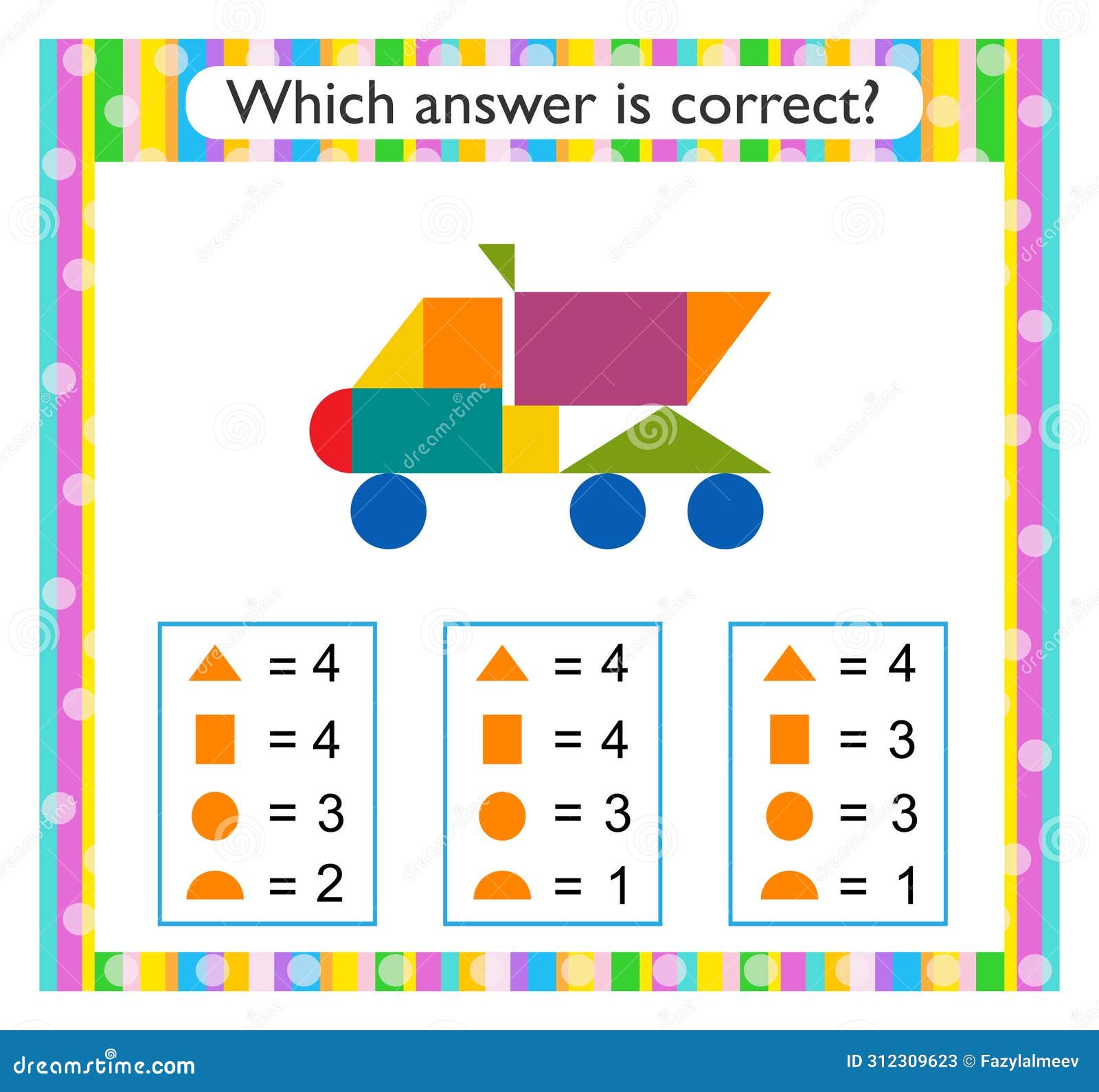 Math Activity for Kids. Find the Correct Answer Stock Illustration ...