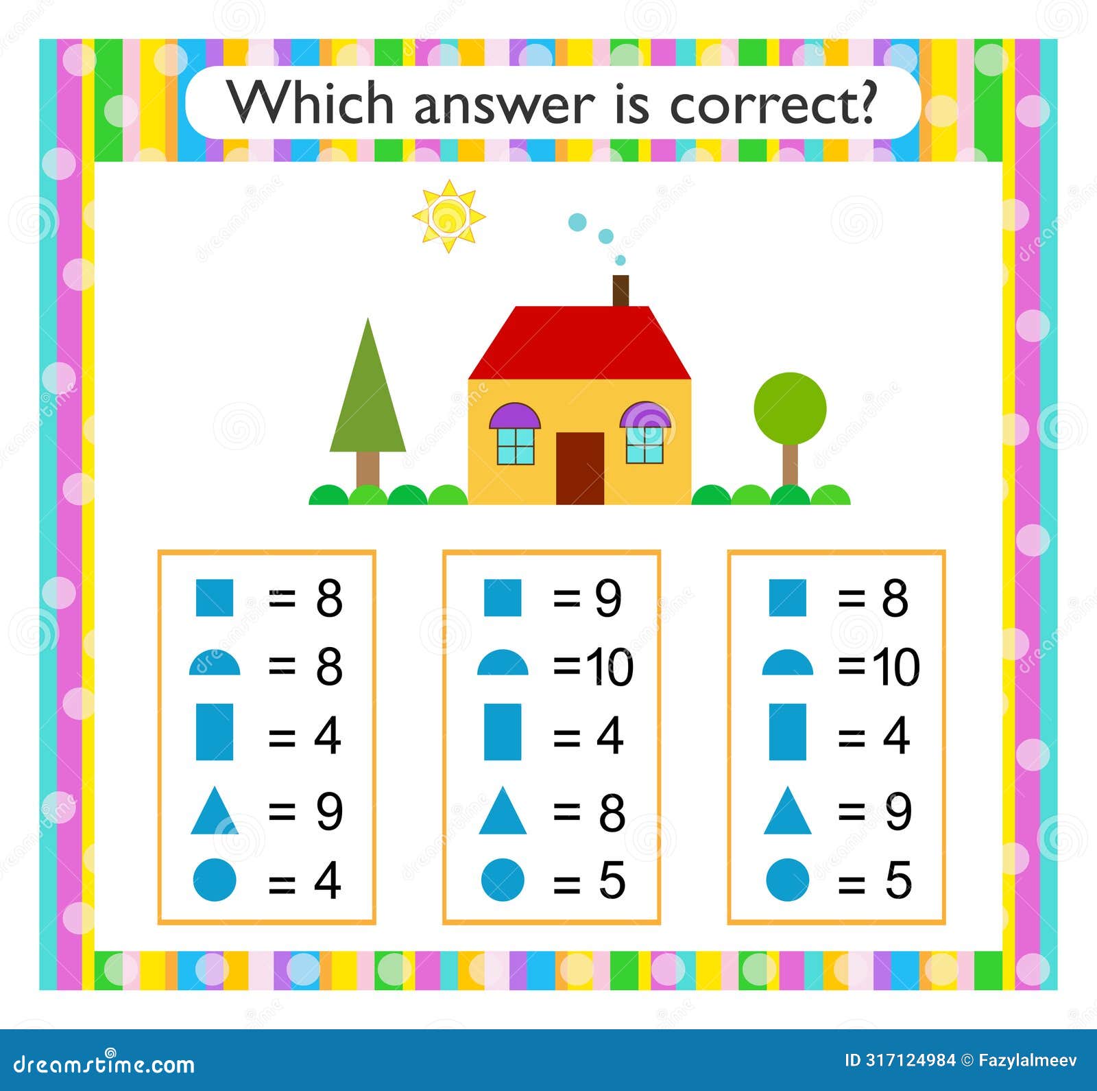 Math Activity for Kids. Find the Correct Answer Stock Illustration ...