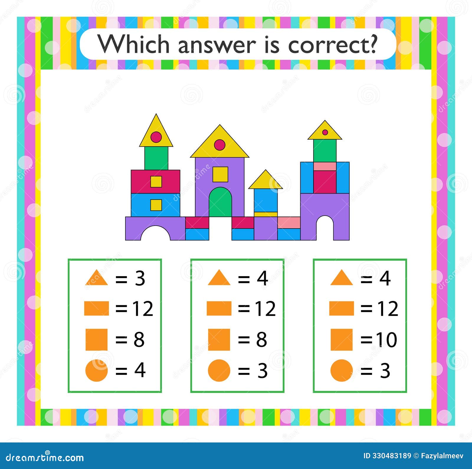Math Activity for Kids. Find the Correct Answer Stock Illustration ...
