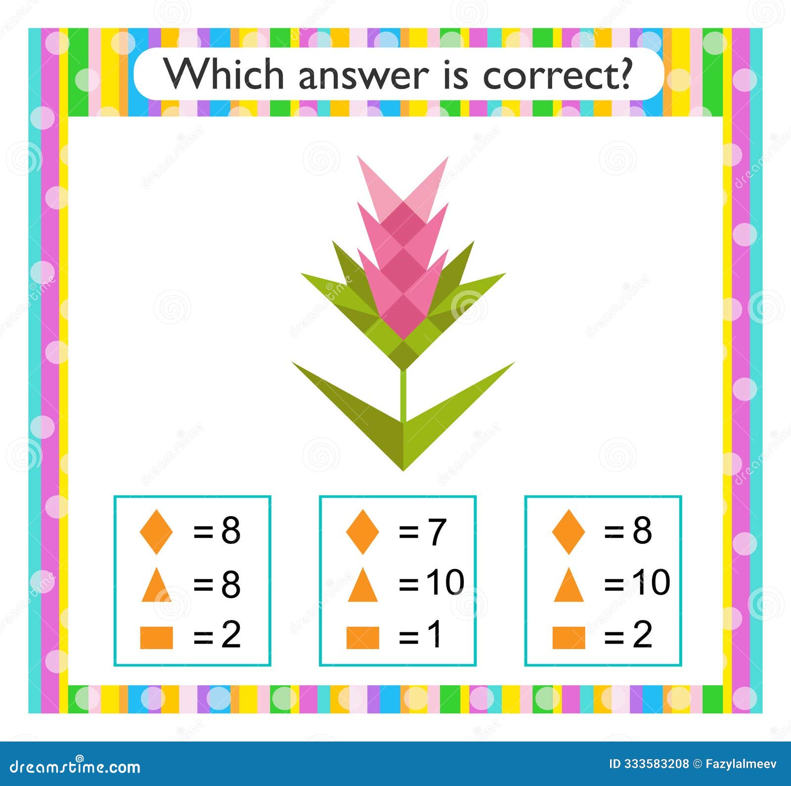 Math Activity for Kids. Find the Correct Answer Stock Illustration ...