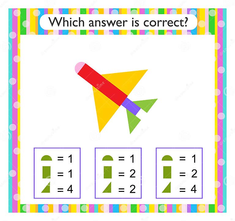 Math Activity for Kids. Find the Correct Answer Stock Vector ...
