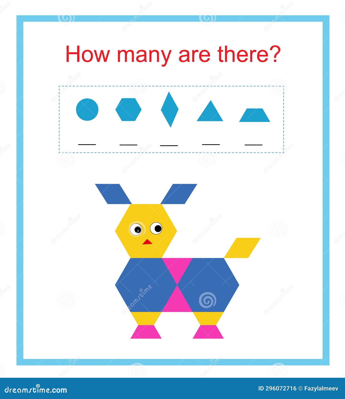 Math Activity for Kids. How Many Geometric Shapes Stock Vector ...