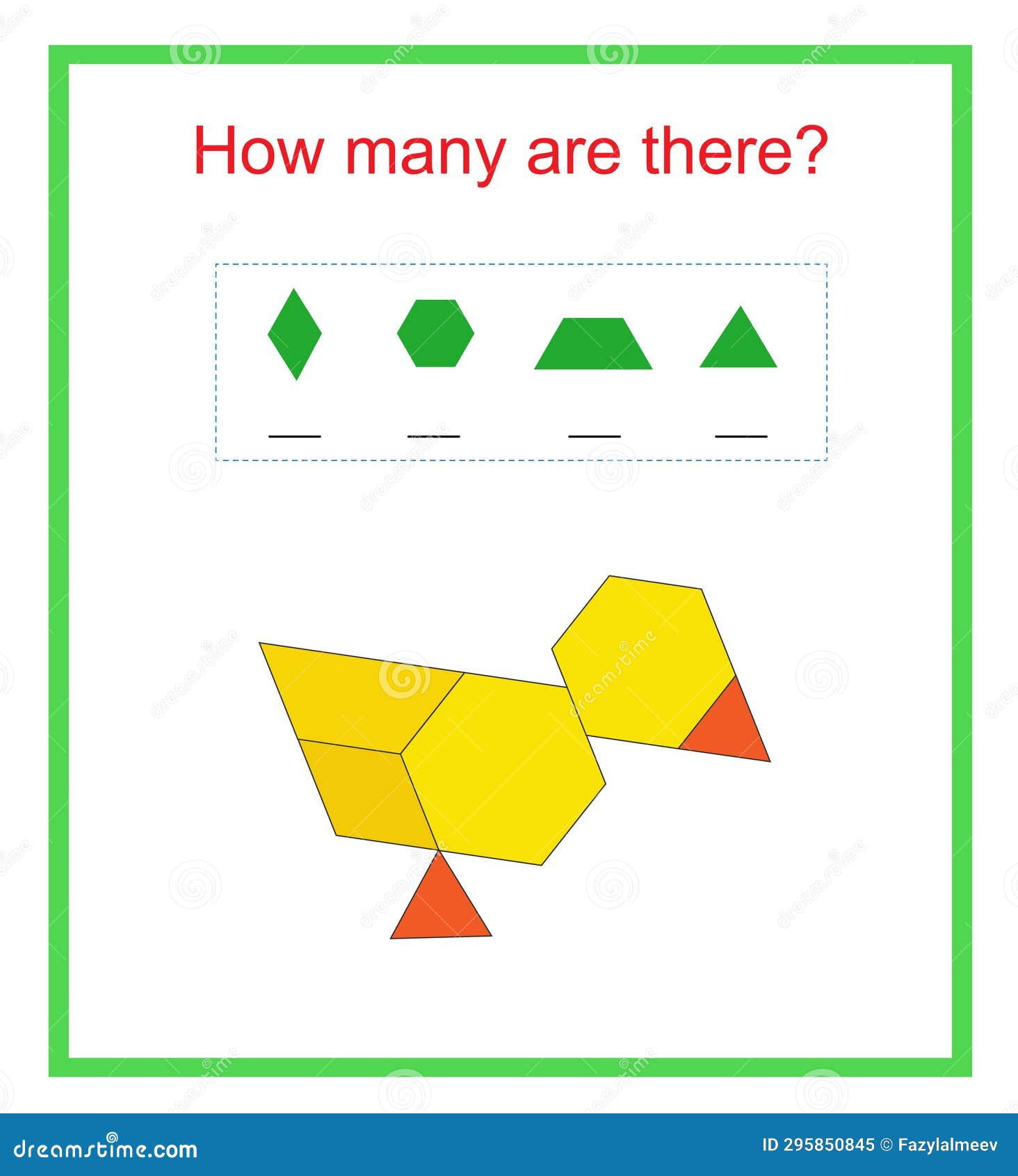 Math Activity for Kids. How Many Geometric Shapes? Vector Illustration ...