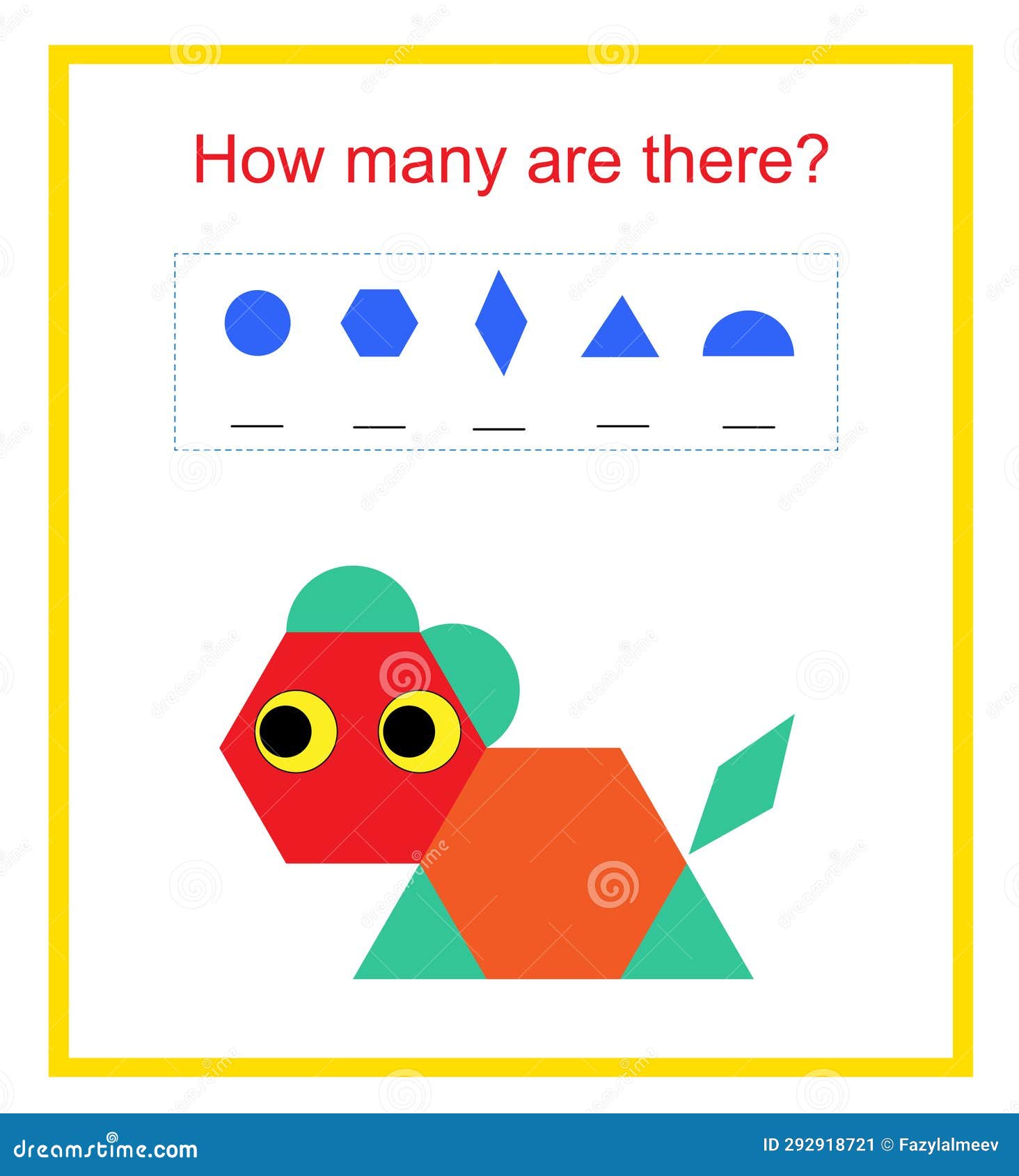 Math Activity for Kids. How Many Geometric Shapes? Vector Illustration ...