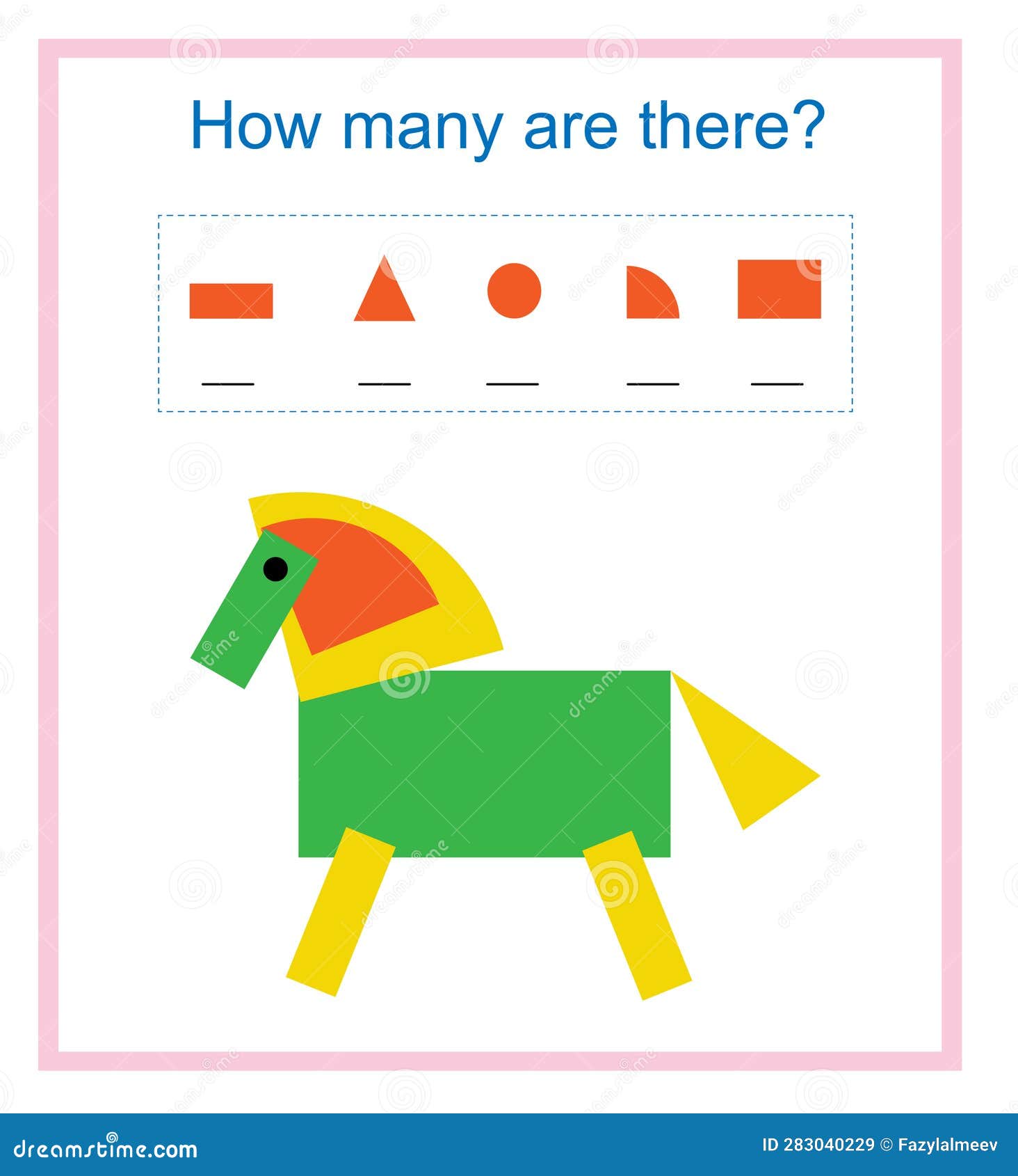 Math Activity for Kids. How Many Geometric Shapes? Vector Illustration ...
