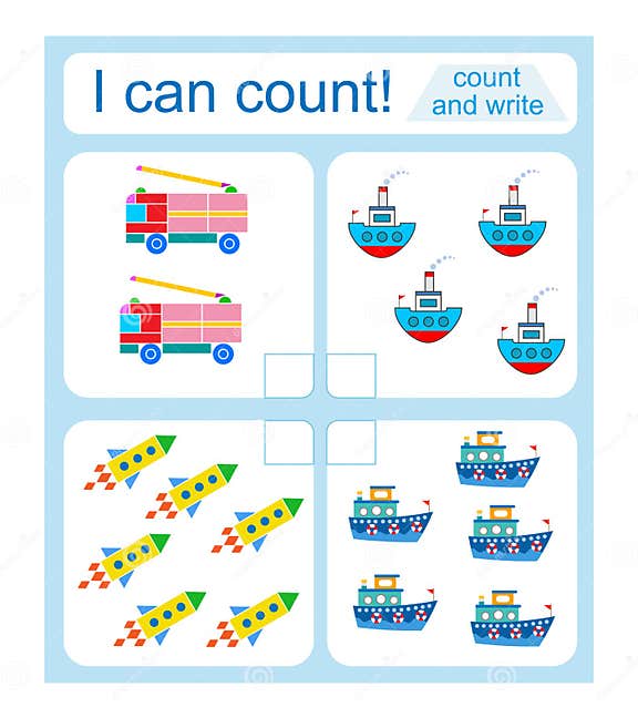 Math Activity for Kids. I Can Count. Vector Illustration Stock Vector ...