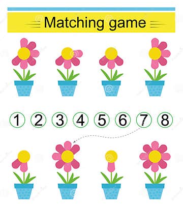 Math Activity for Kids. Matching Game Stock Vector - Illustration of ...