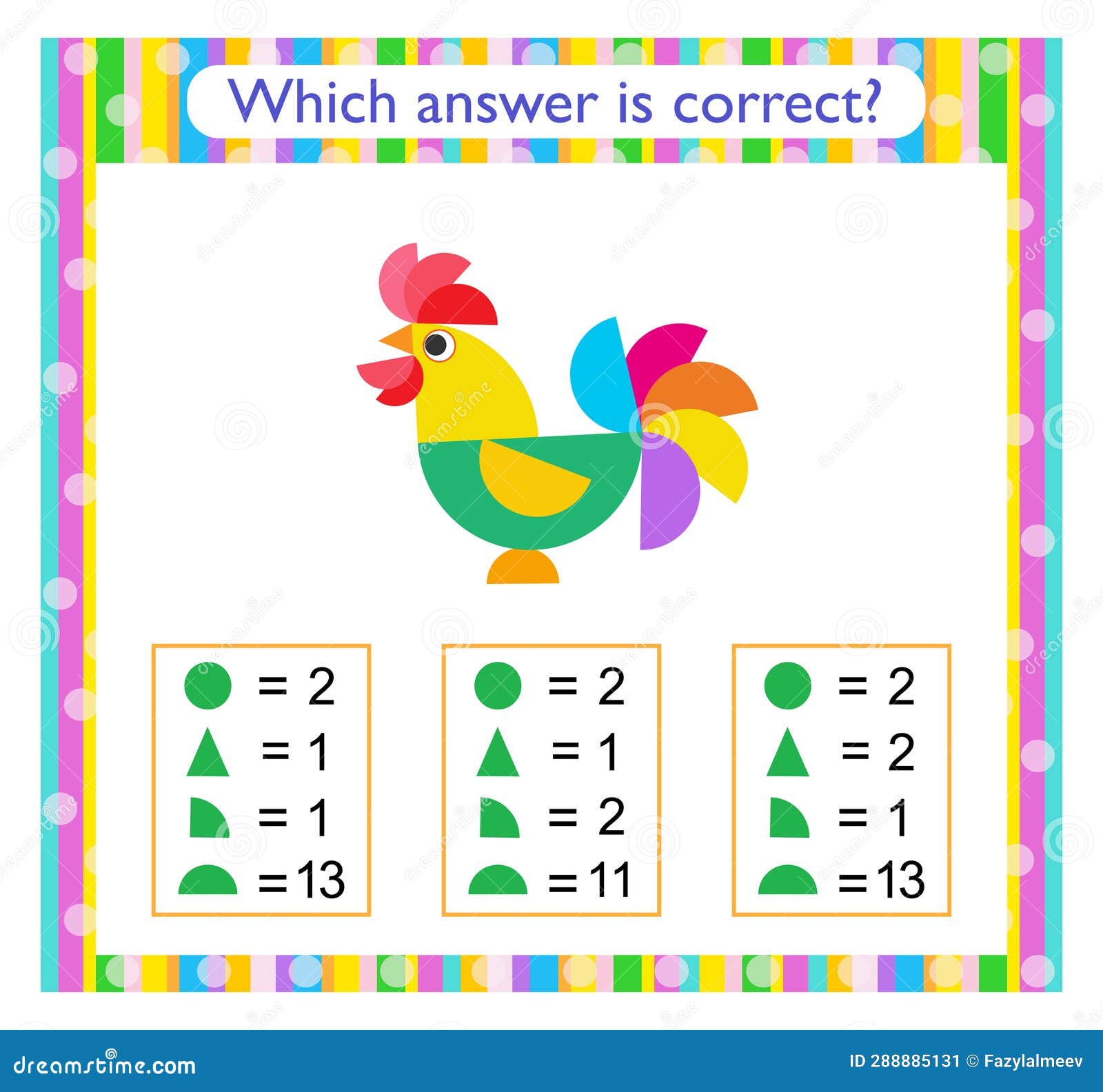 Math Activity for Kids. Need To Find the Correct Answer Stock Vector ...