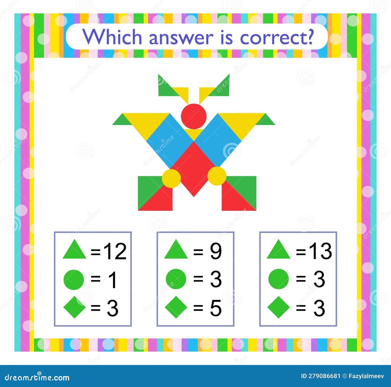 Math Activity for Kids. Need To Find the Correct Answer Stock Vector ...