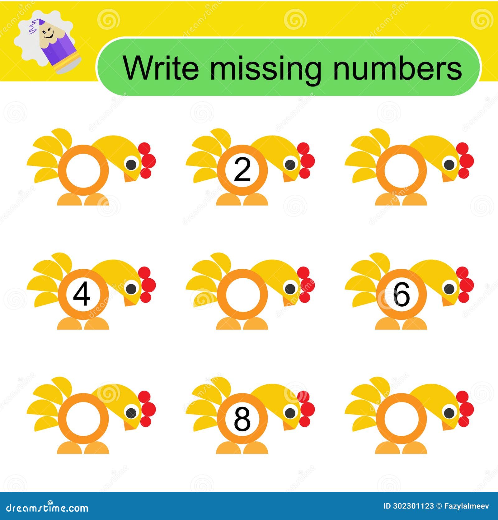 Math Activity for Kids. Write Missing Numbers. Activity Page for ...