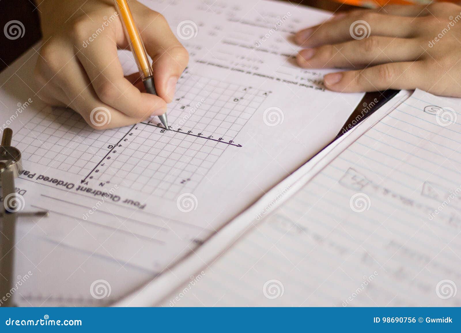 Math and Algebra Homework stock photo. Image of correction - 98690756
