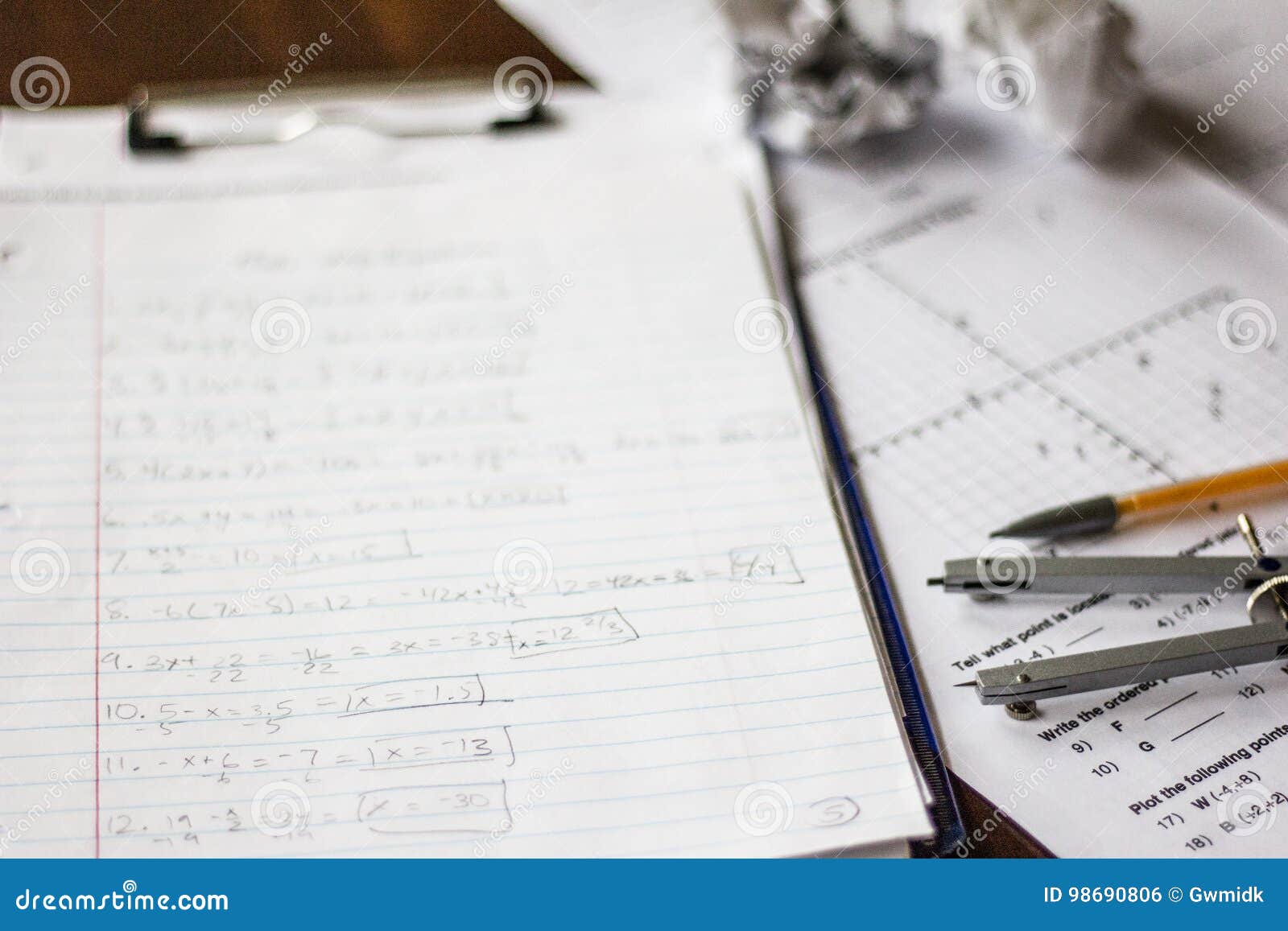 Math and Algebra Homework stock photo. Image of home - 98690806