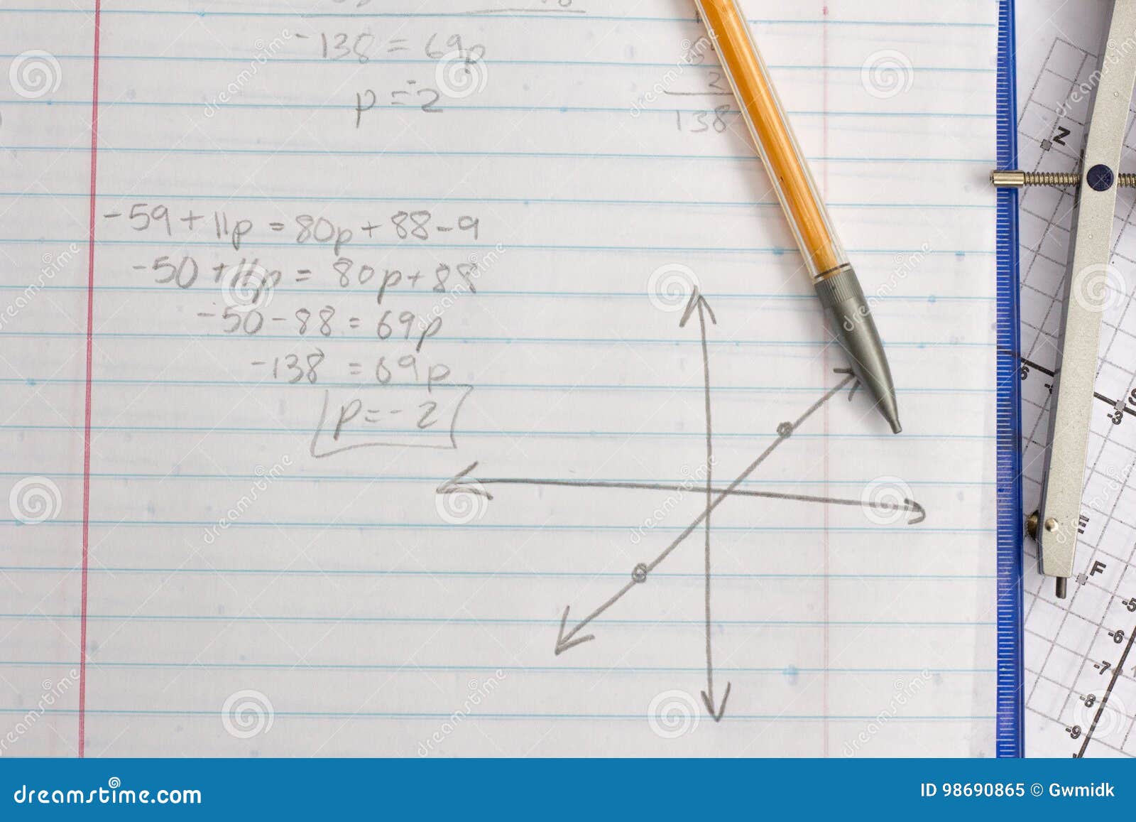 Math and Algebra Homework stock image. Image of highschool - 98690865
