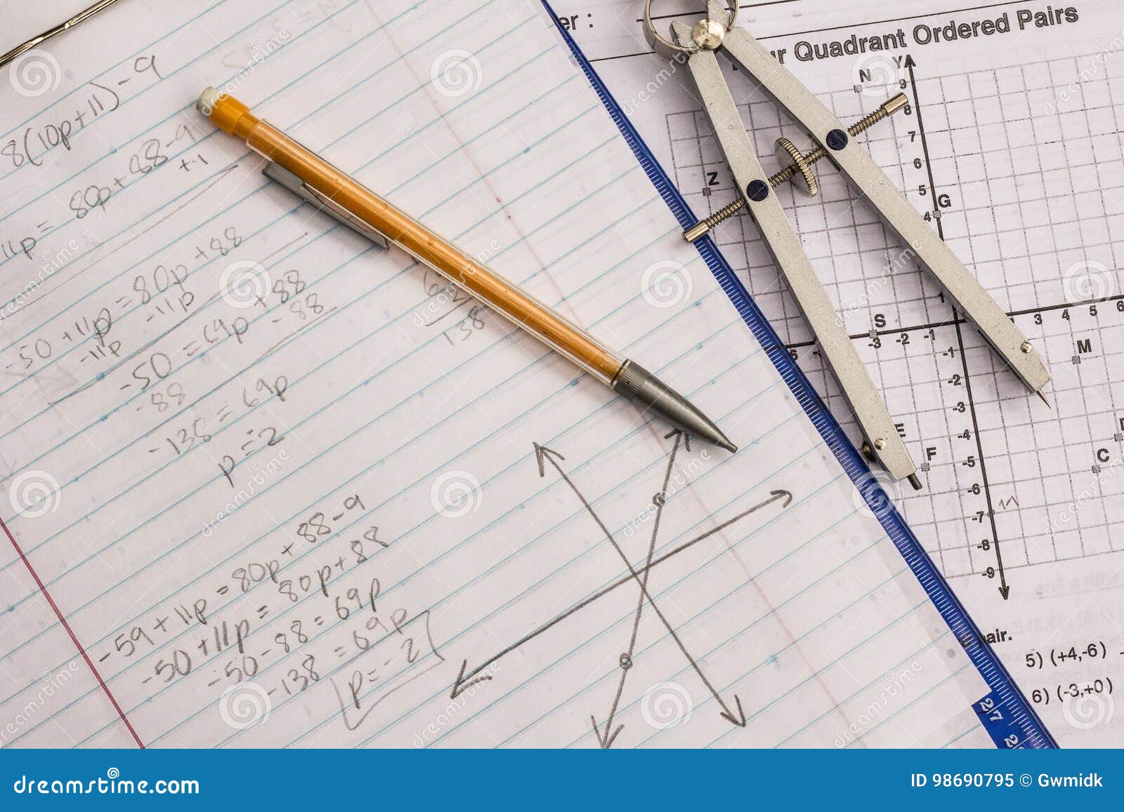 Math and Algebra Homework stock image. Image of highschool - 98690795