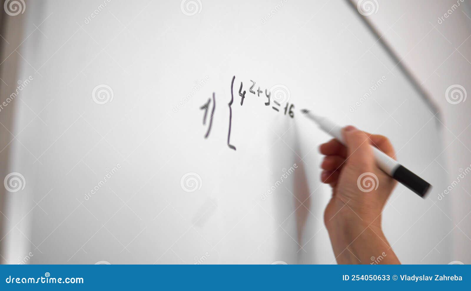 Female Student is Solving Math Equation on Whiteboard Close Up. Stock ...