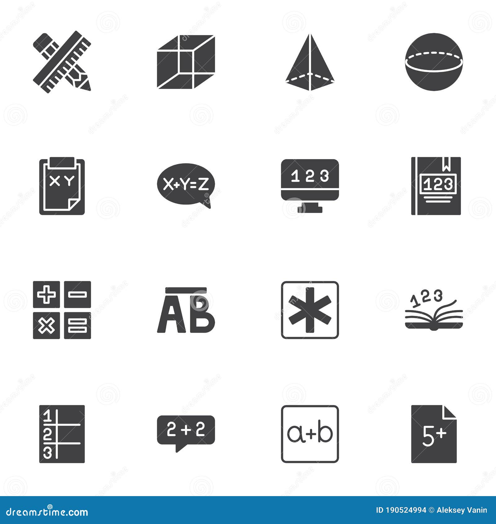 Math and Algebra Vector Icons Set Stock Vector - Illustration of pack ...
